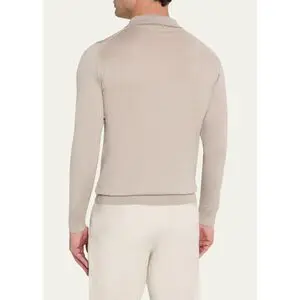 John Smedley Solid Long-sleeve Polo Shirt - Skye Blue