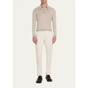 John Smedley Solid Long-sleeve Polo Shirt - Skye Blue