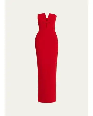 THE NEW ARRIVALS ILKYAZ OZEL Noa Strapless Plunging Column Gown - Pedro Red