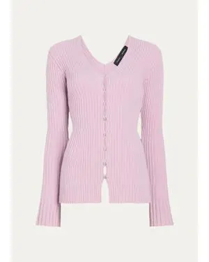 Proenza Schouler Valeria Cashmere Rib V-neck Cardigan