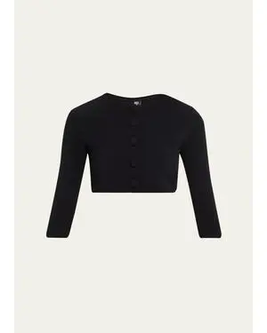 Lisa Marie Fernandez Crepe Cropped Cardigan - Black