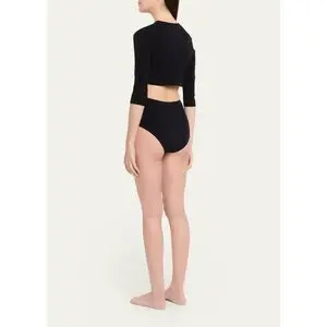 Lisa Marie Fernandez Crepe Cropped Cardigan - Black