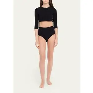 Lisa Marie Fernandez Crepe Cropped Cardigan - Black