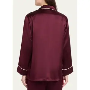 Olivia Von Halle Yves Long Silk Satin Pajama Set