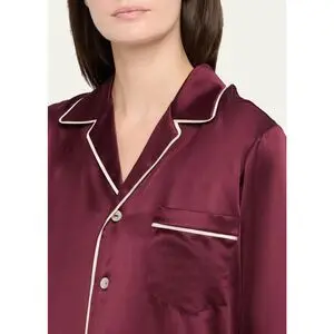 Olivia Von Halle Yves Long Silk Satin Pajama Set