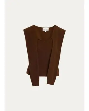 Cara Cara Ember Fitted V-neck Combo Top - Hickory