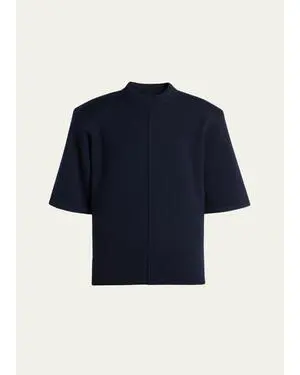 Bottega Veneta Tailored Wool Knit Short-sleeve Sweater