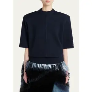 Bottega Veneta Tailored Wool Knit Short-sleeve Sweater