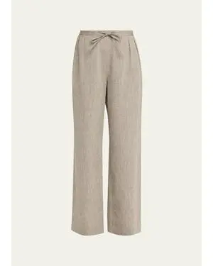 Loulou De Saison Clark Loose Fit Linen-cotton Pants