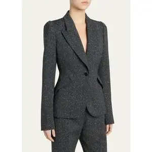 Alexander McQueen Pinstripe Wool Puff-sleeve One-button Jacket