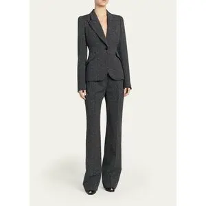 Alexander McQueen Pinstripe Wool Puff-sleeve One-button Jacket