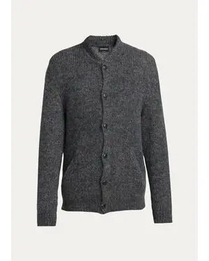 Giorgio Armani Rib-knit Mohair-blend Cardigan - Grey