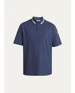 Moncler Stripe-trim Cotton Pique Polo Shirt