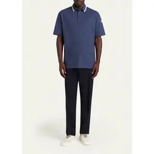 Moncler Stripe-trim Cotton Pique Polo Shirt