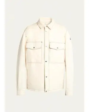 Moncler Watagua Cotton And Flax Snap-front Shirt Jacket - Miscellane