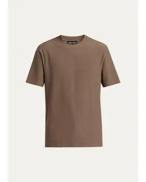 Giorgio Armani Wool Textured Chevron Crewneck T-shirt - Brown
