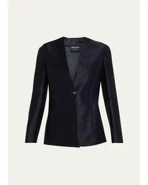 Giorgio Armani Metallic Raffia Single-breasted Jacket