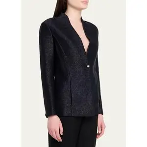 Giorgio Armani Metallic Raffia Single-breasted Jacket