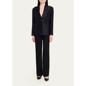 Giorgio Armani Metallic Raffia Single-breasted Jacket