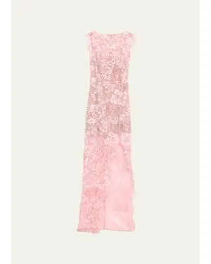 BRONX BANCO Ellie Sleeveless Sequin Floral Column Gown