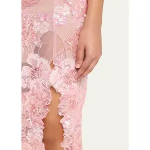 BRONX BANCO Ellie Sleeveless Sequin Floral Column Gown