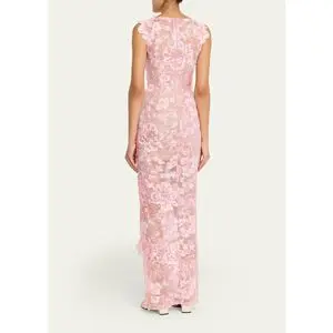 BRONX BANCO Ellie Sleeveless Sequin Floral Column Gown