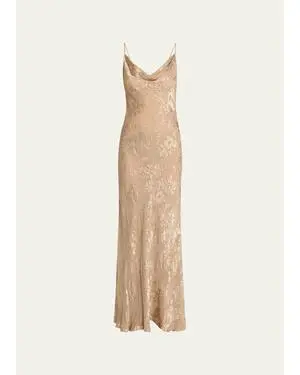 L'Agence Christine Burnout Satin Gown