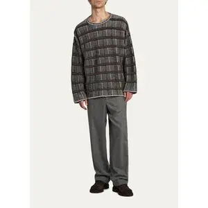 Giorgio Armani Geometric Striped Silk-blend Crewneck Sweater