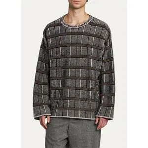 Giorgio Armani Geometric Striped Silk-blend Crewneck Sweater