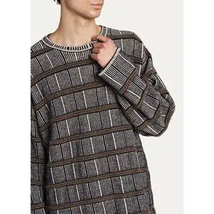 Giorgio Armani Geometric Striped Silk-blend Crewneck Sweater