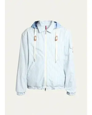 Moncler Havas Stripe Full-zip Hooded Shirt Jacket - Multi