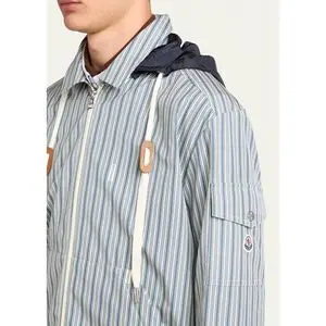 Moncler Havas Stripe Full-zip Hooded Shirt Jacket - Multi