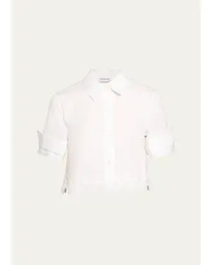 Monse Cherry Lace Crop Button-down Shirt - White
