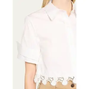 Monse Cherry Lace Crop Button-down Shirt