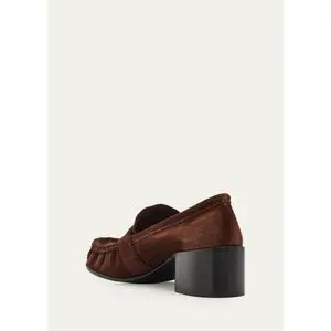 Miu Miu 45mm Suede Buckle Loafers