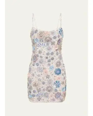 Rachel Gilbert Francesca Beaded Fit & Flare Mini Dress