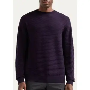 Giorgio Armani Geometric Textured Virgin Wool Crewneck Sweater - Must