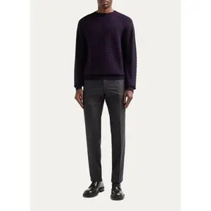 Giorgio Armani Geometric Textured Virgin Wool Crewneck Sweater - Must