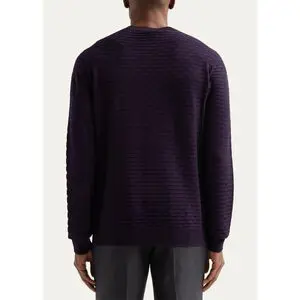 Giorgio Armani Geometric Textured Virgin Wool Crewneck Sweater - Must