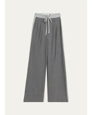 Monse Tailored Wool Combo Wide-leg Sweatpants
