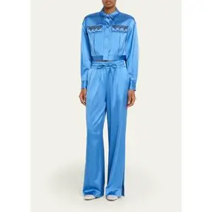 Cinq À Sept Damoni Satin Drawstring Pants