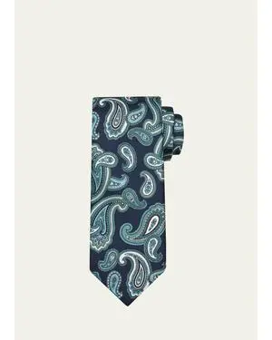 Brioni Paisley Silk Tie - Midnight