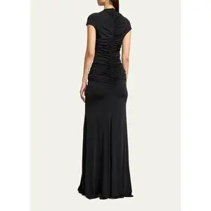 Giorgio Armani Ruched Cap-sleeve Rhinestone Gown