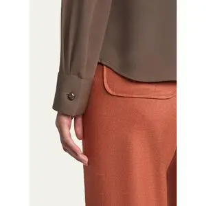 Giorgio Armani Pearly Buttoned Silk Georgette Shirt