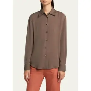 Giorgio Armani Pearly Buttoned Silk Georgette Shirt