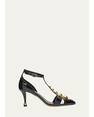 Chloé 70mm Cleia Studded Patent Leather Pumps - Black