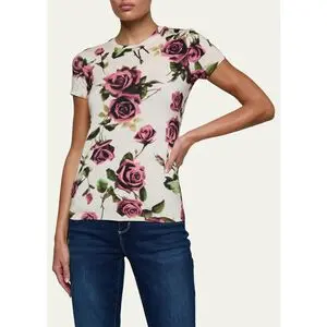 L'Agence Ressi Short-sleeve Rose Tee - Ecru