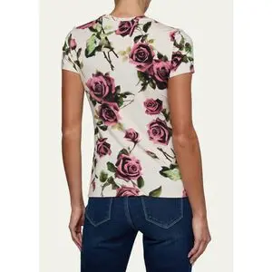 L'Agence Ressi Short-sleeve Rose Tee - Ecru