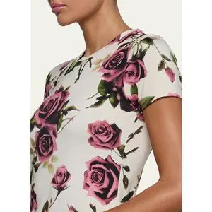 L'Agence Ressi Short-sleeve Rose Tee - Ecru