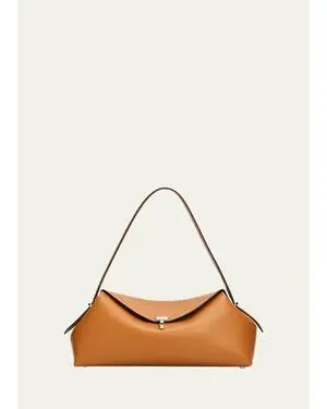 TOTEME Grained Leather T-lock Shoulder Bag - Tan